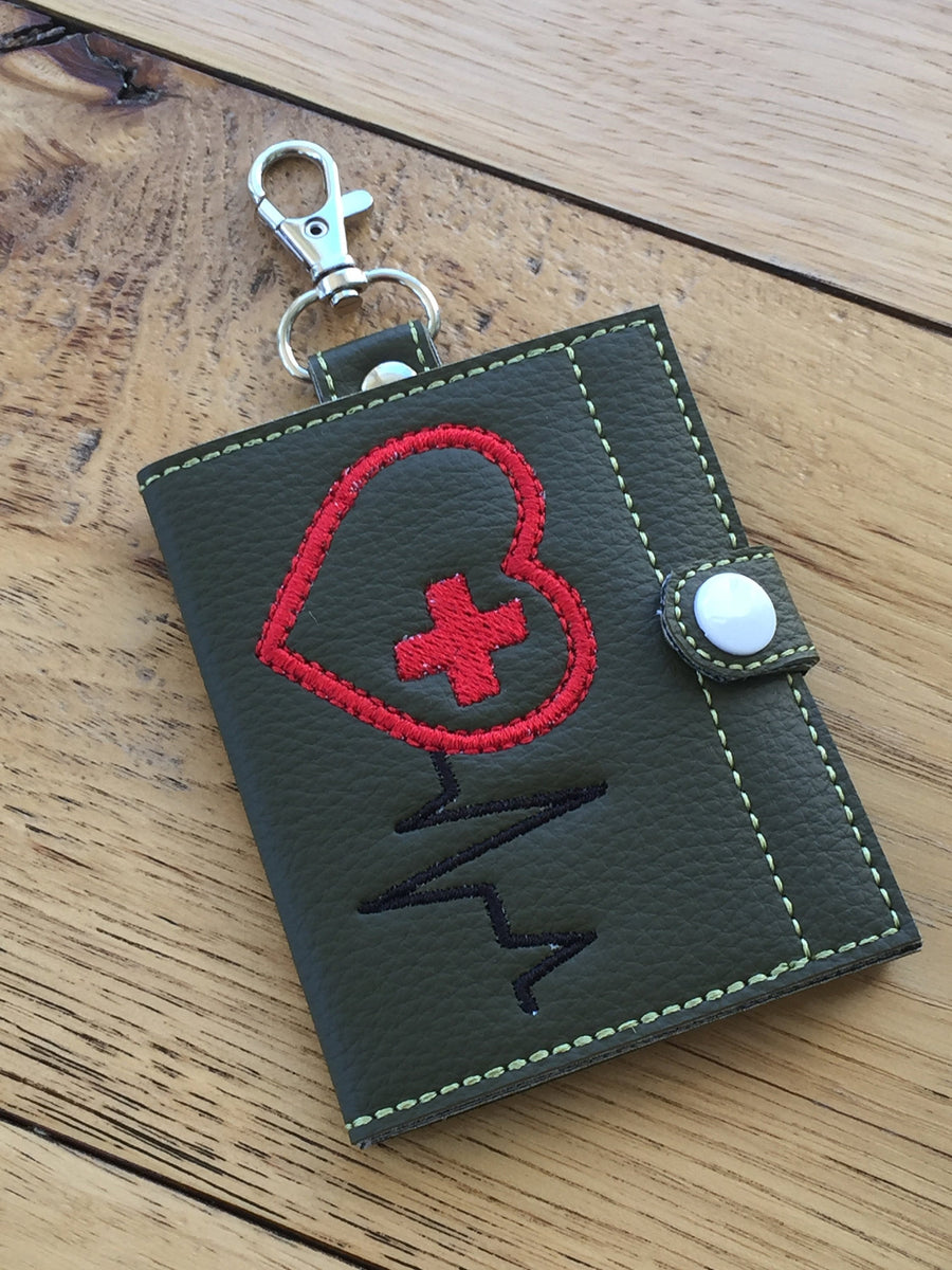 DIGITAL File - 5x7 hoop - Heartbeat heart nurse Wallet-Gift card holde ...